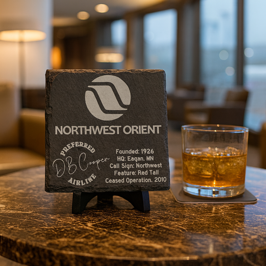Northwest Orient - D.B. Cooper Slate Coaster – Lund's Lasers LLC
