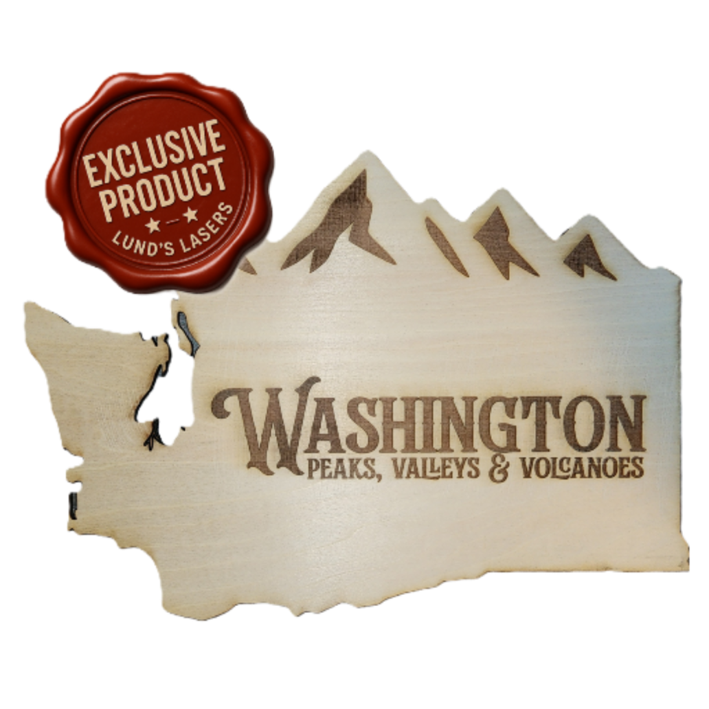 Washington State Peaks, Valleys & Volcanoes Wooden Sign – Lund's Lasers LLC